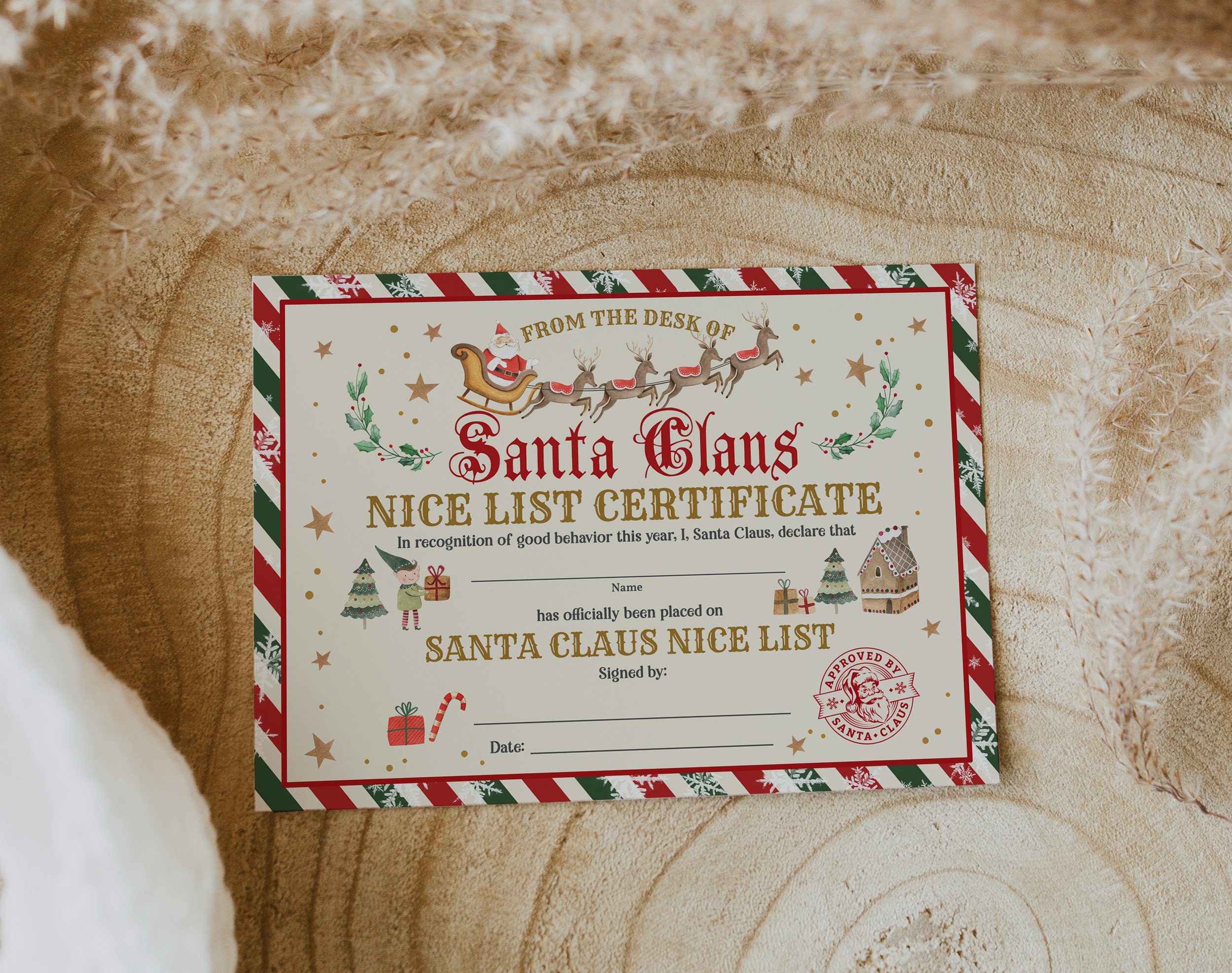 Christmas Nice List Certificate Christmas Eve Box Filler Santa - Etsy