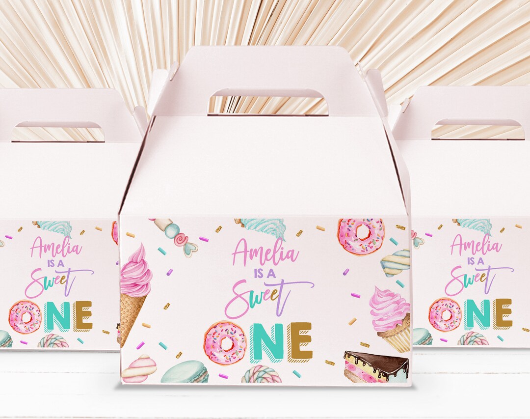Gable Box Favor Labels: Sweet One Birthday - Editable Printable Bir360 ...