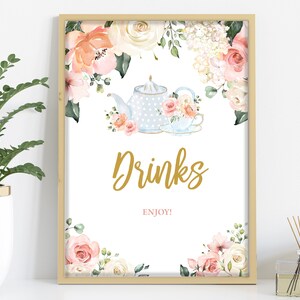Tea Party Drinks Sign Download 100% EDITABLE Bab33, Bir122 - Etsy