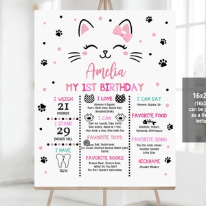 Cat Birthday Milestone Sign Kitty Cat Chalkboard Sign Girl 1st - Etsy