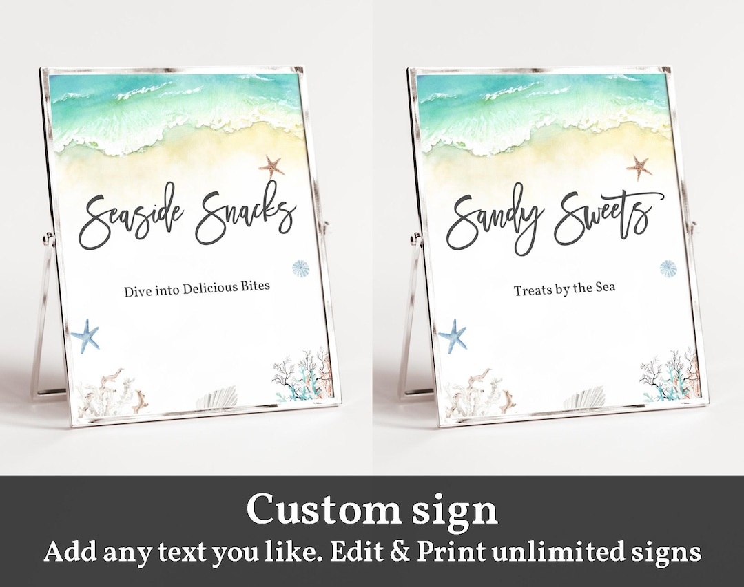 Beach Baby Shower Custom Sign Shore Shower Table Sign Ocean Nautical ...
