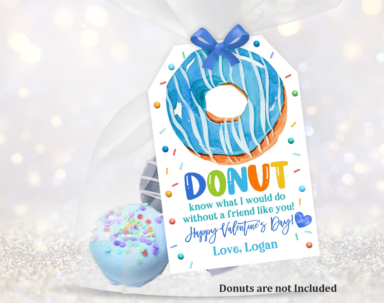 Donut Valentine Tag Classroom Valentine's Day Gift Label | Etsy