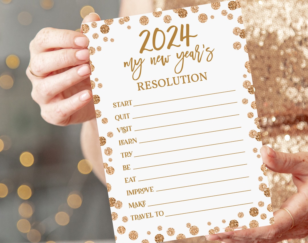 New Year's Resolution Card Inspirational New Years Eve Party ...