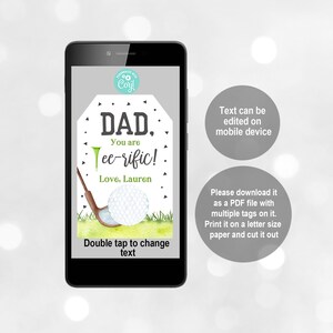 Father's Day Golf Tag Printable Dad, You Are Tee-rific Dad Golf Gift ...