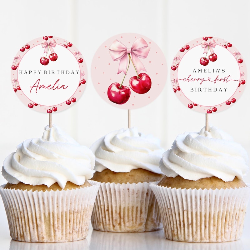 Cherry Birthday Topper - Etsy