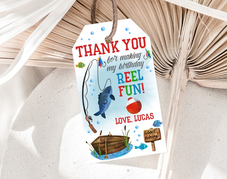 Fishing Birthday Tag Fishing Favor Tags Thank You Label - Etsy