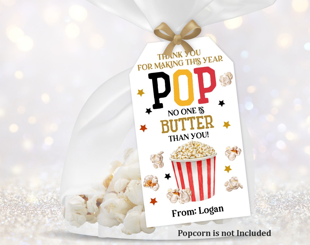 Teacher Appreciation Popcorn Tag End of School Year Tag Popcorn Gift ...