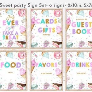 Sweet Birthday Party Sign Set Dessert Party Table Sign Pack Bundle ...