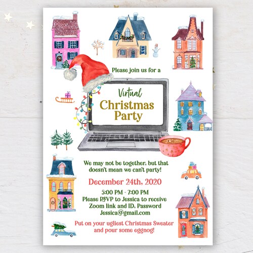 Editable Virtual Christmas Party Invitation Christmas Toast - Etsy
