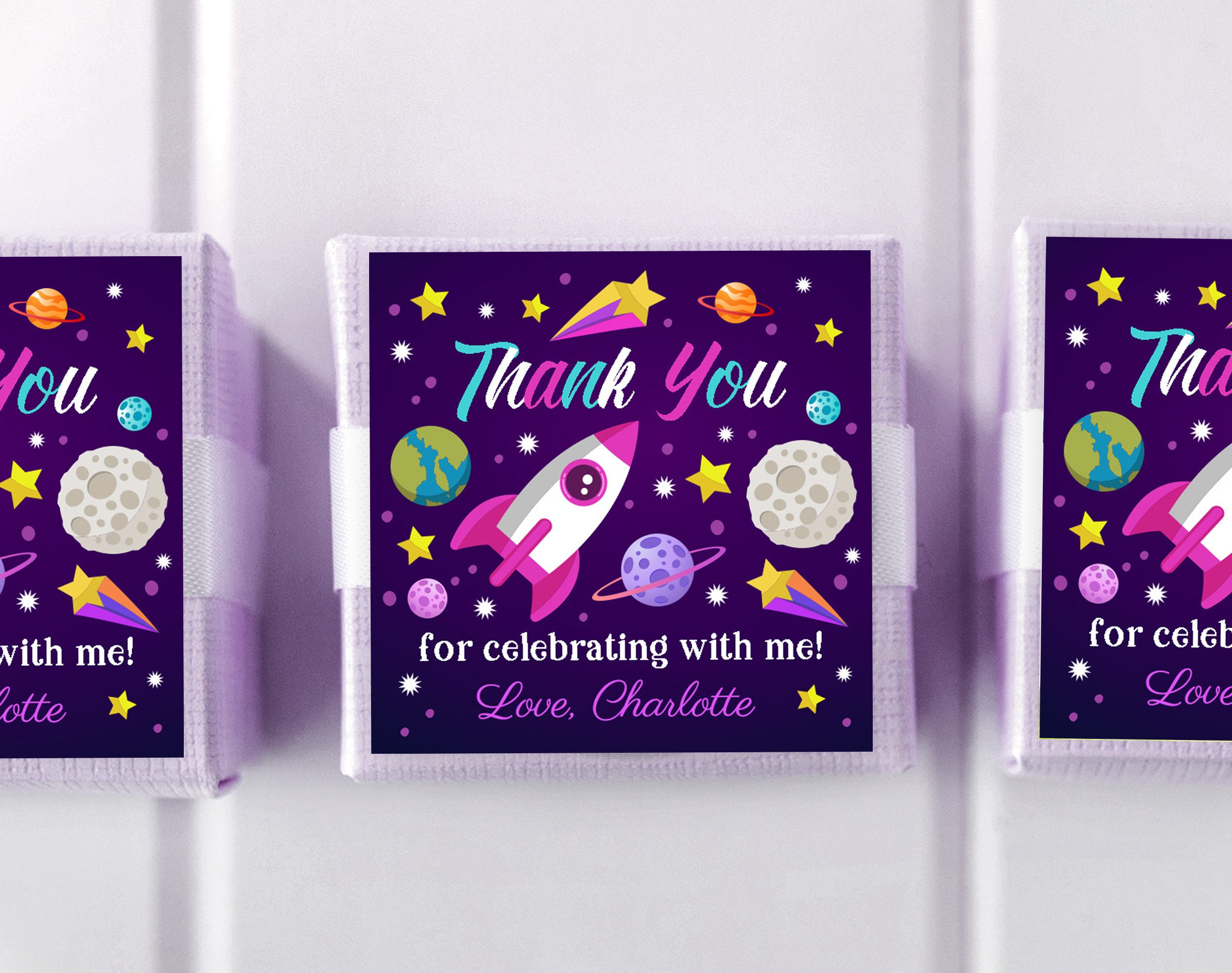 Outer Space Favor Sticker Favor Tag Astronaut Party Label | Etsy