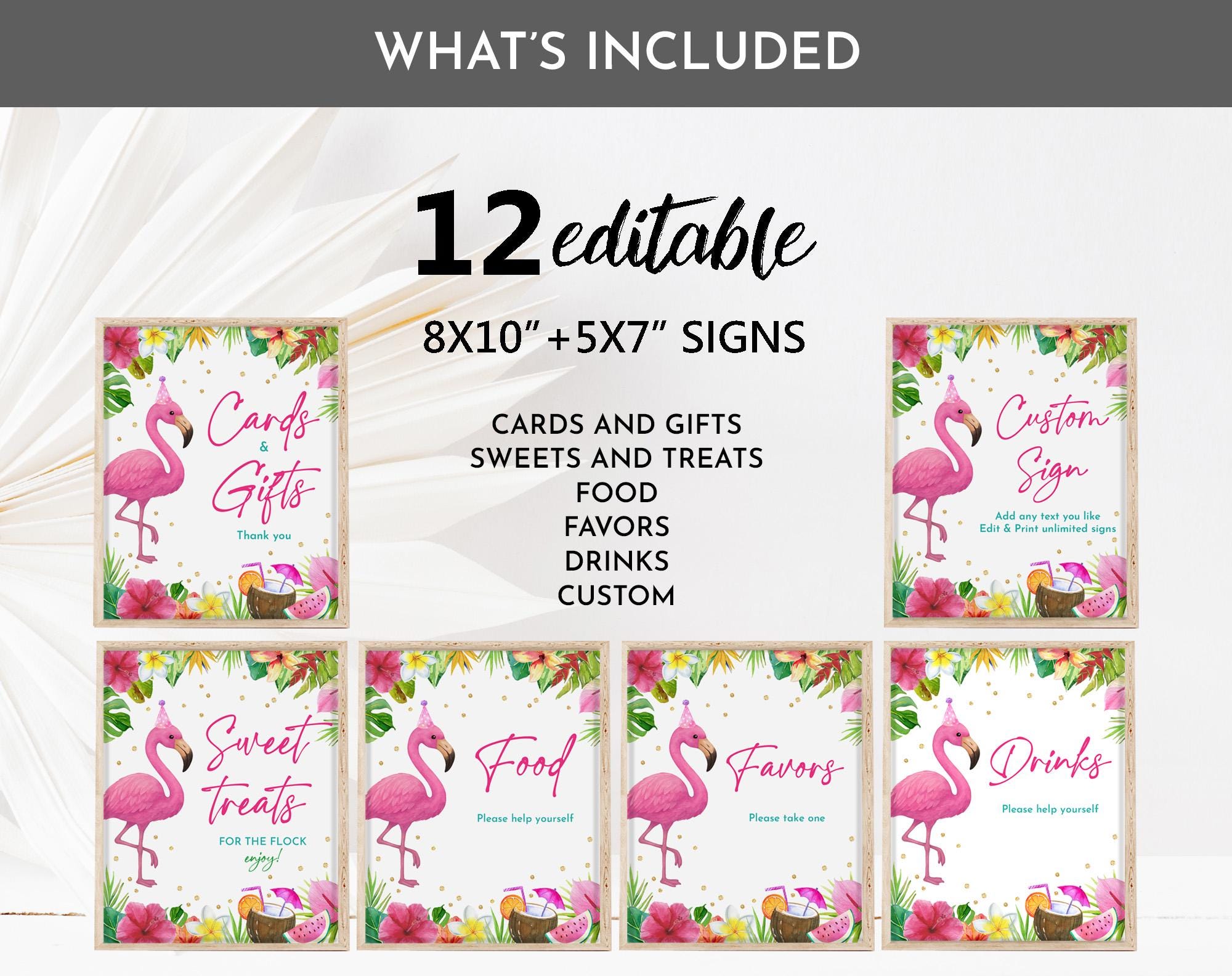 Flamingo Birthday Table Signs - Tropical Party Decor, Editable Template ...