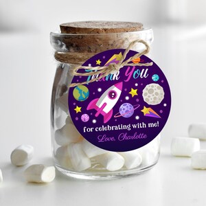 Outer Space Favor Sticker Favor Tag Astronaut Party Label Round Square ...