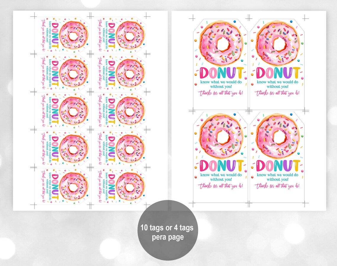 Teacher Appreciation Tag: Donut Design (printable, Editable Download ...
