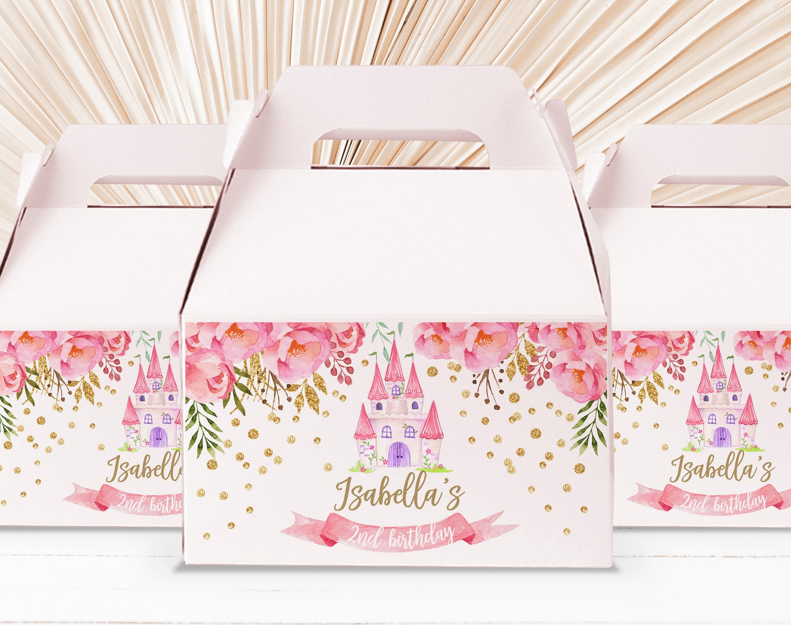 Princess Treat Boxes Gable Box Label Template Princess Party Treat Box ...