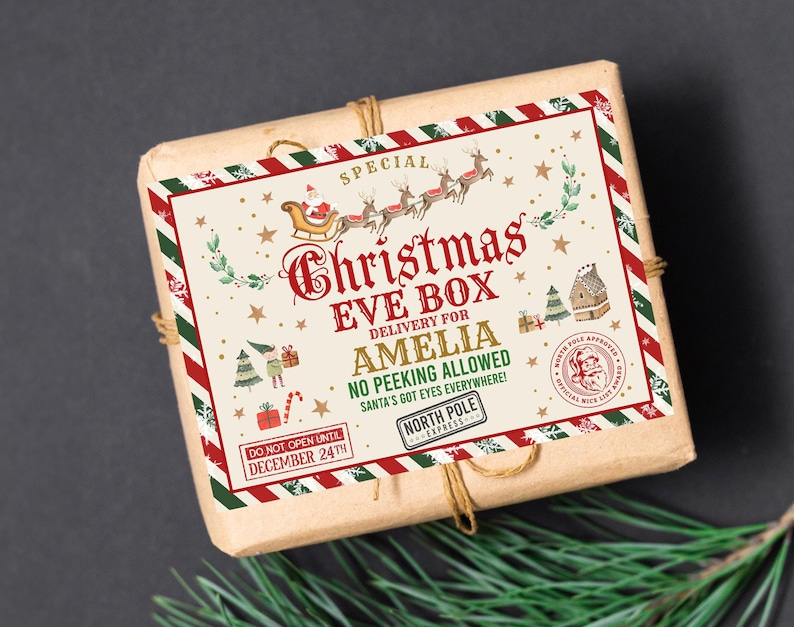 Christmas Eve Box Label: Editable Printable Special Delivery Sign Chl10 ...