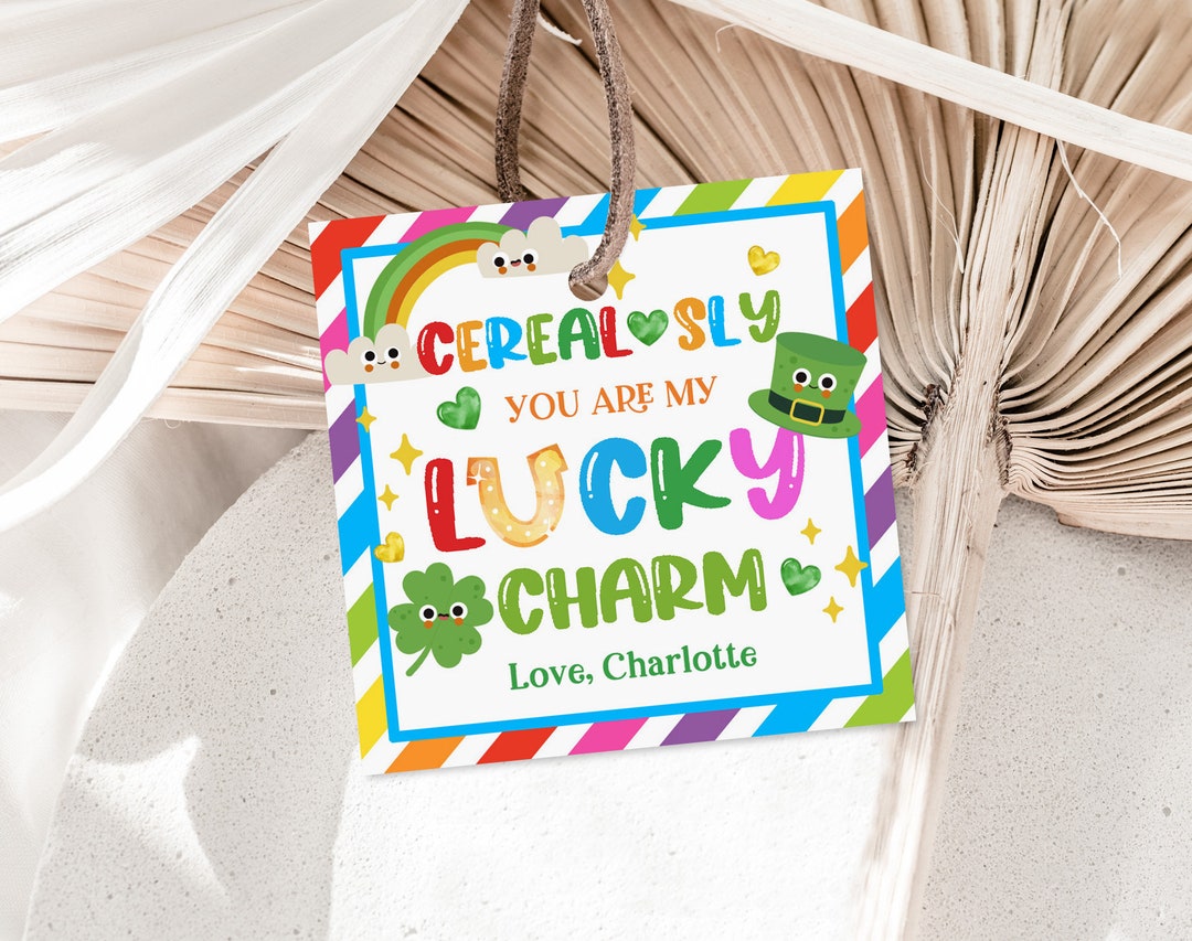 St. Patrick's Day Gift Tag Cerealsly You're My Lucky Charm Label ...