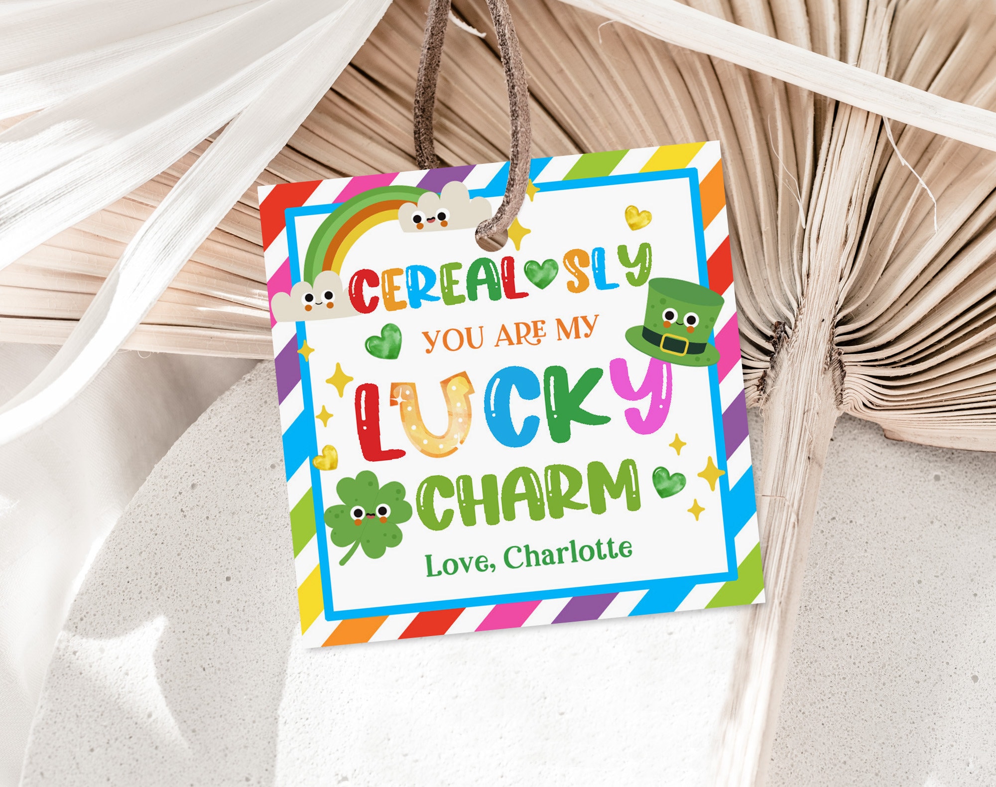 St. Patrick's Day Gift Tag 'cerealsly You're My Lucky Charm' (editable ...