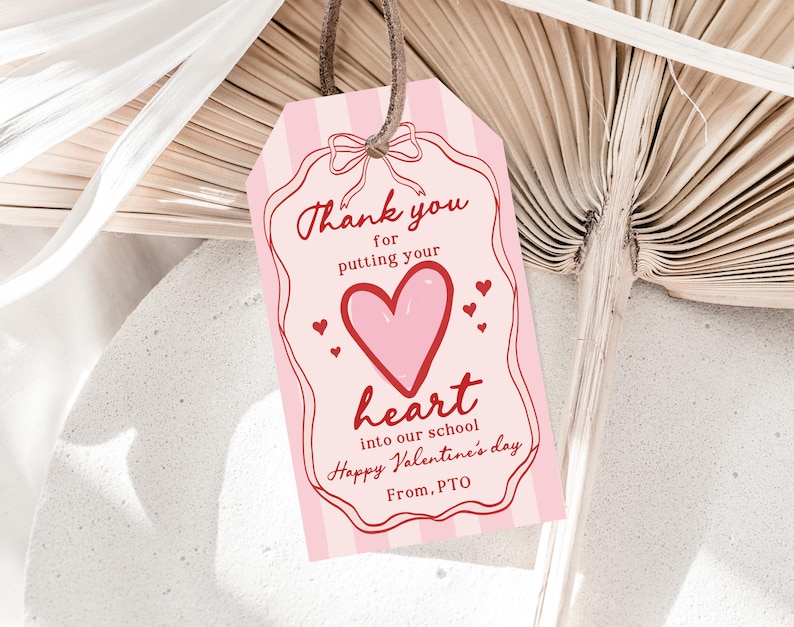 Valentine Teacher Gift Tags, Editable School Staff (printable DIY ...