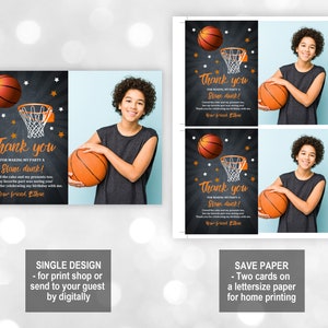 Basketball Birthday Thank You Cards, Editable Boy Photo (digital ...