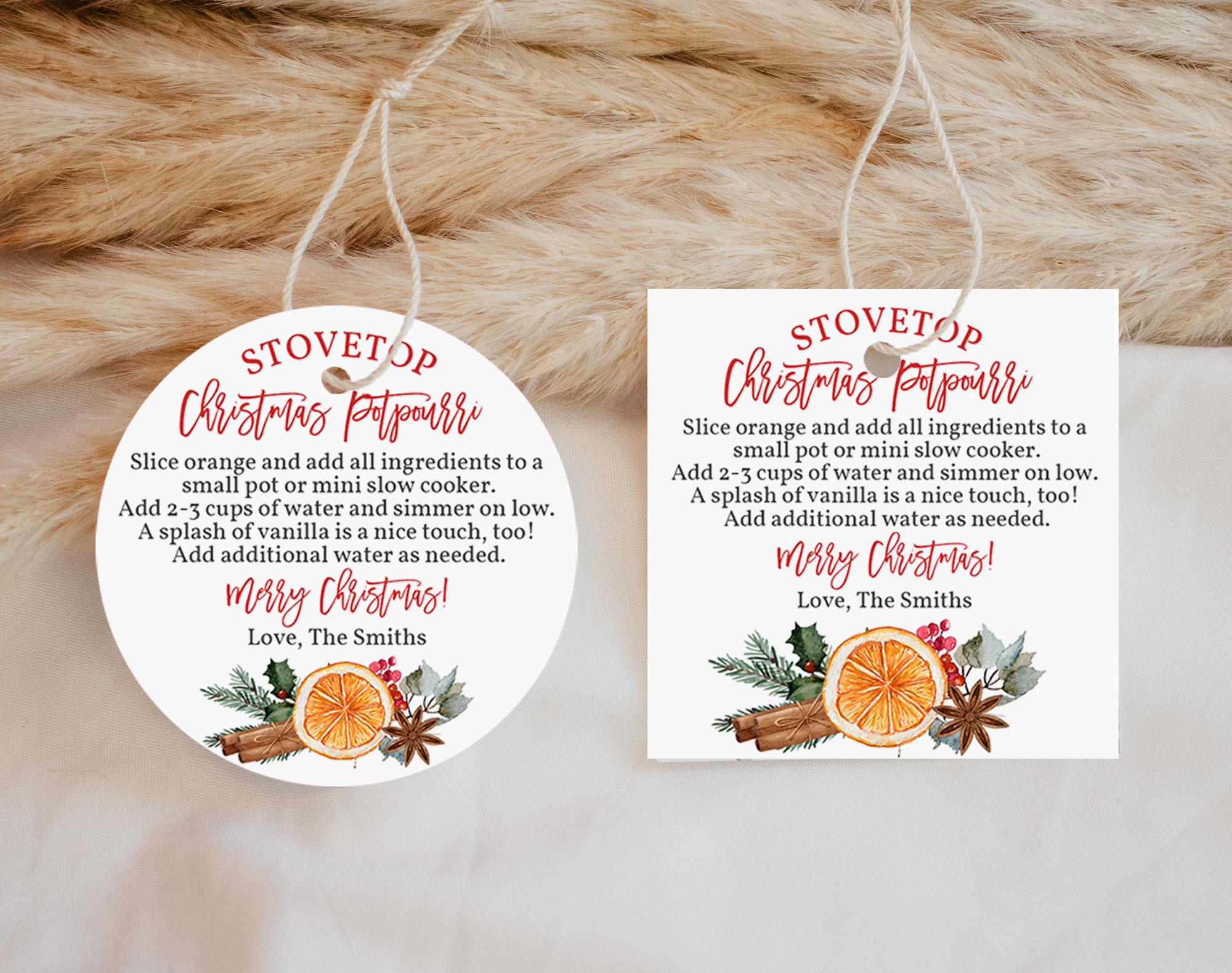 Stovetop Potpourri Gift Tags - Printable Christmas Labels Chl12 - Etsy