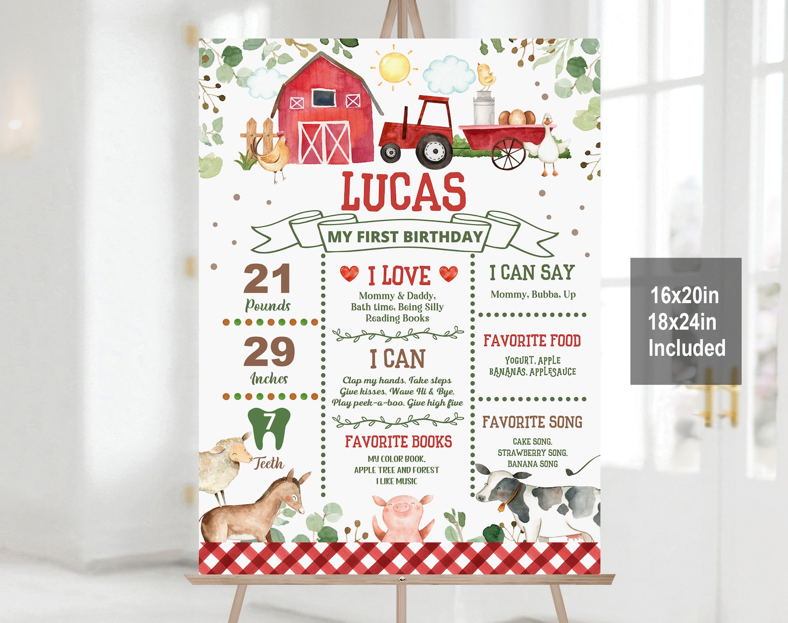 Farm Birthday Milestone Poster - Barnyard Theme, Editable Download ...