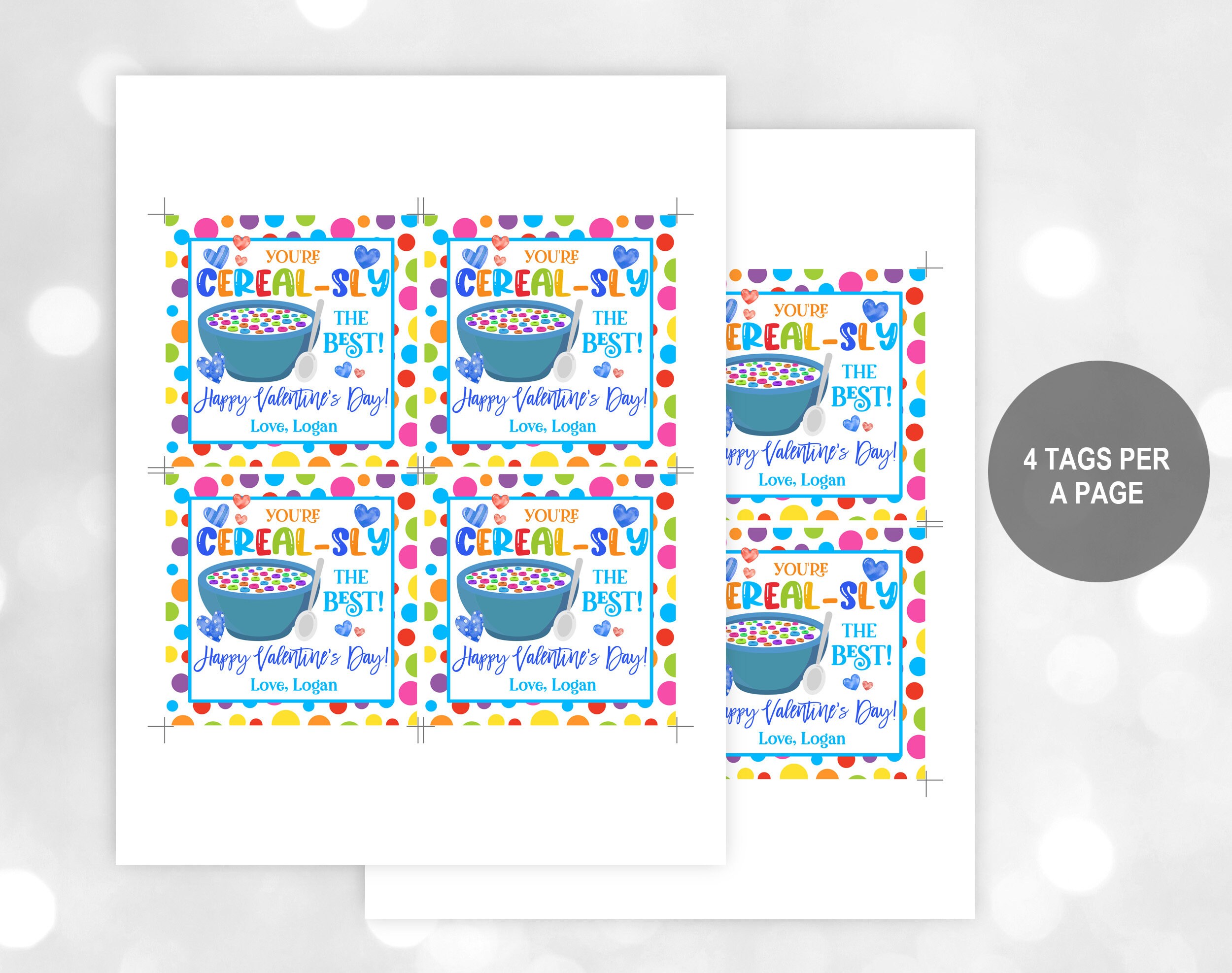 Valentine's Cereal Gift Tags Valentine Cerealsly Label - Etsy