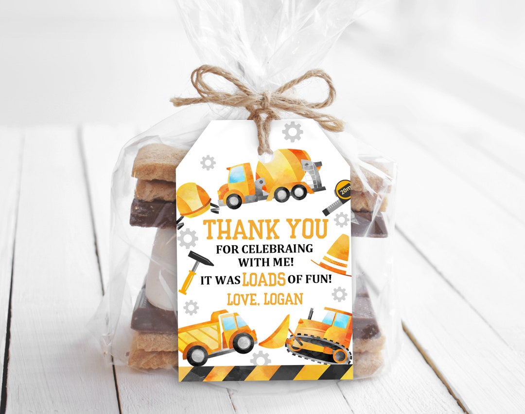 Construction Birthday Tag Construction Label Birthday Tag - Etsy