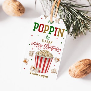 POPPIN Tag Merry Christmas Tag Popcorn Gift Tag Kids Classroom Gift Tag ...