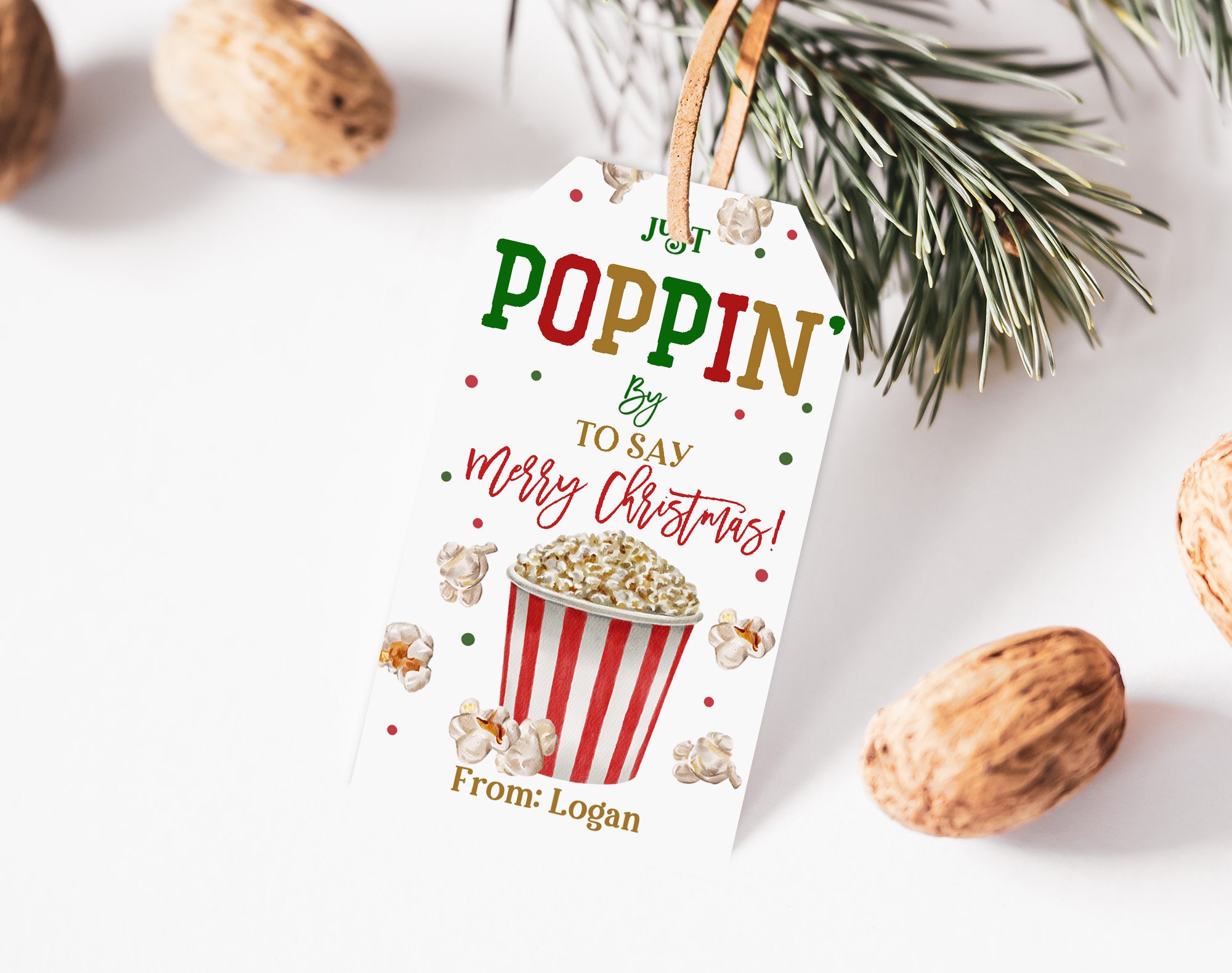 Popcorn Christmas Gift Tags - Editable Printable for Kids & Teachers ...