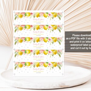 Editable Lemon Water Bottle Label Pink Lemonade Baby Shower Water ...
