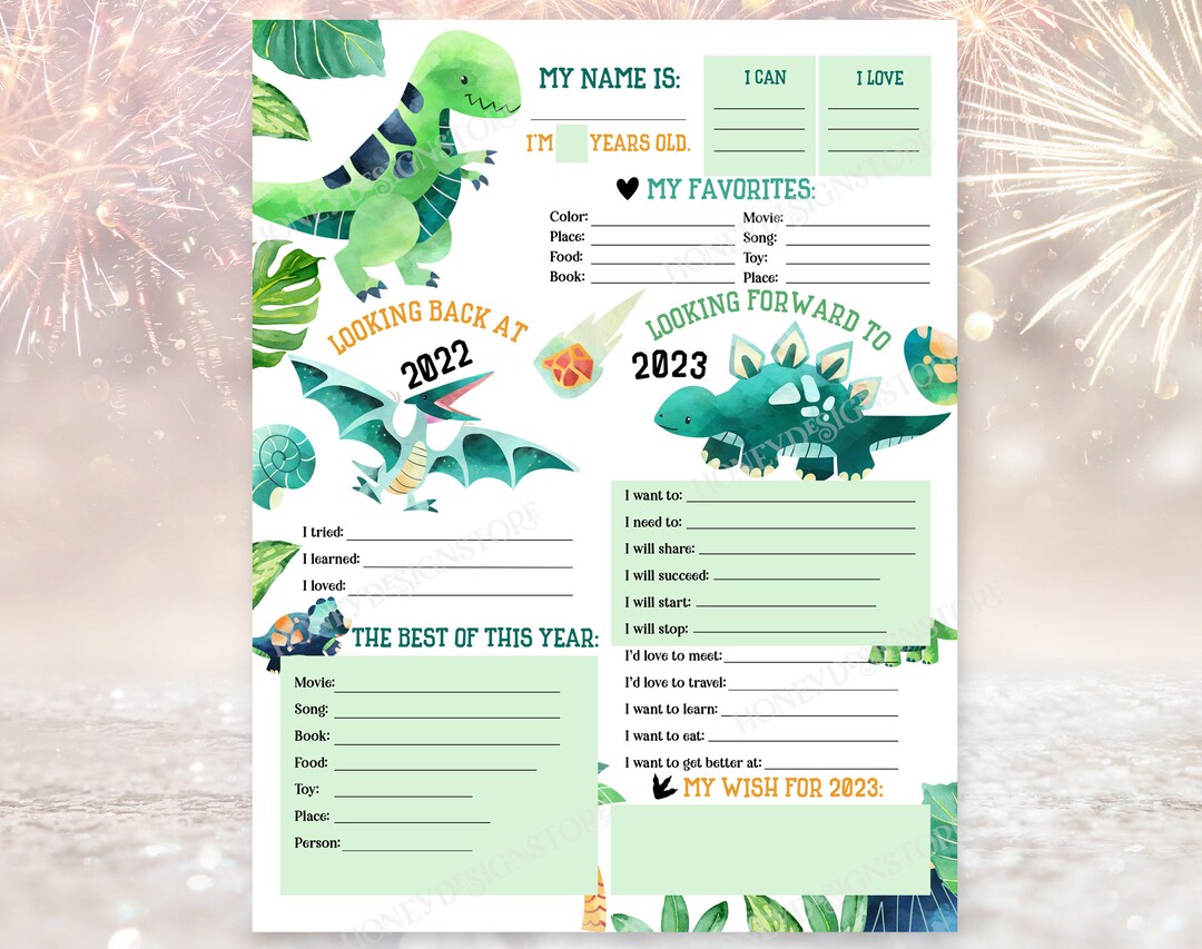 Dinosaur New Years Resolution 2024 Kids Cute Dino Boy T-rex New Year ...