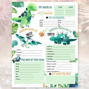 Dinosaur New Years Resolution 2024 Kids Cute Dino Boy T-rex New Year ...