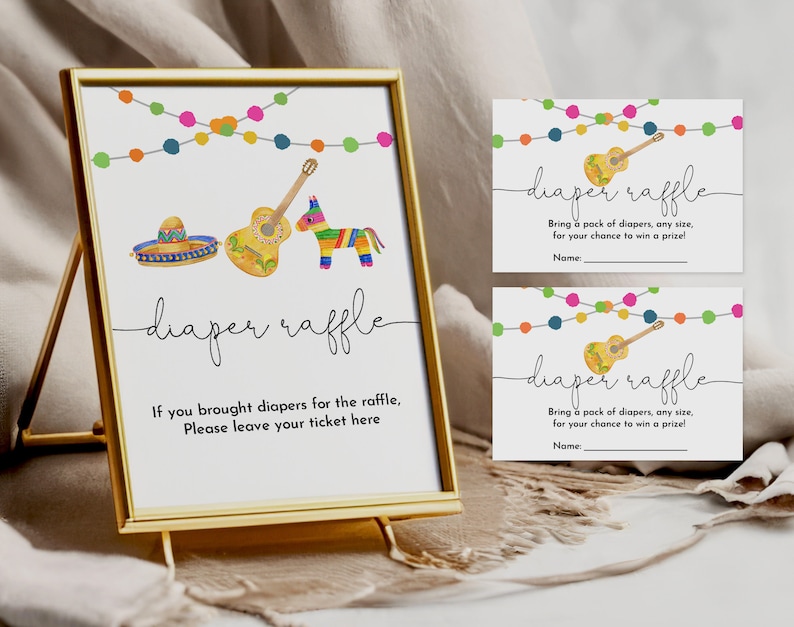 Diaper Raffle Ticket: Fiesta Baby Shower - Editable, Mexican Taco Theme ...