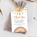 Boho Sunshine Rainbow Baby Shower Tag Thank You Favor Tag Here Comes ...
