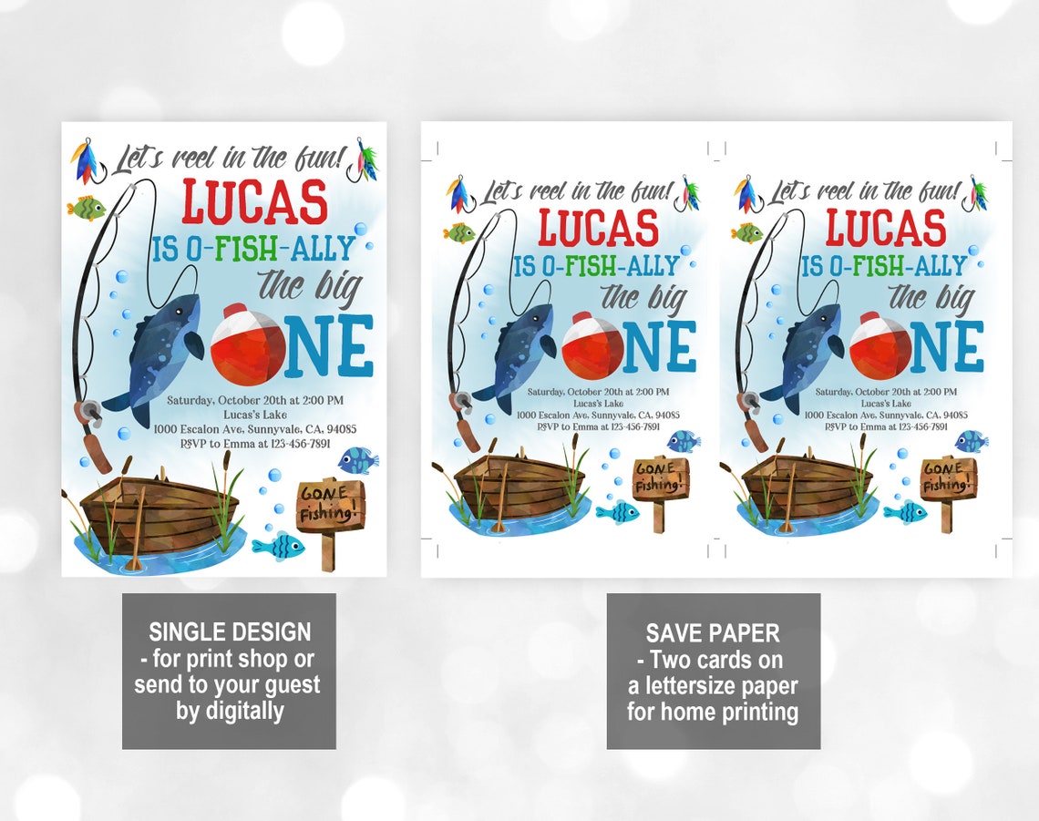 Fishing Birthday Invitation Gone Fishing Party Invite 1st Boy - Etsy