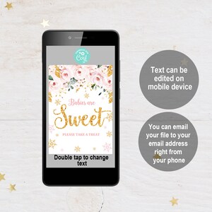 Winter Sweets and Treats Sign Pink Floral Gold Snowflake Sign 5x7in ...