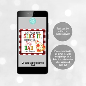 Fathers Day Pizza Tag Father's Day Pizza Label Gift Sticker Any Way You ...