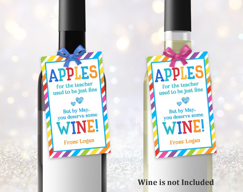 Teacher Wine Tag Wine Teacher Appreciation Gift Tag Wine Label - Etsy