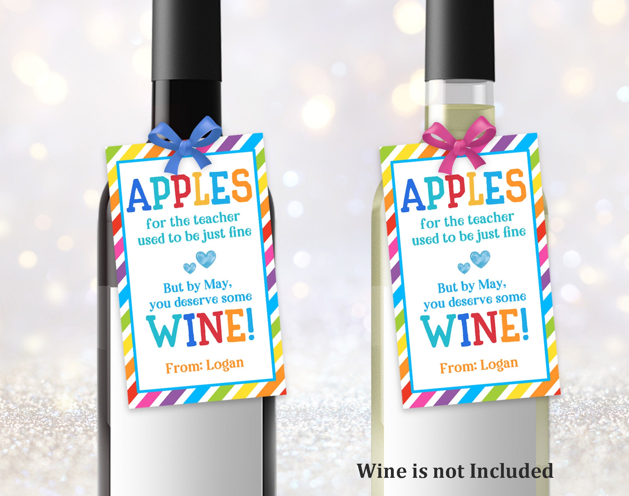 Teacher Wine Tag Wine Teacher Appreciation Gift Tag Wine Label - Etsy