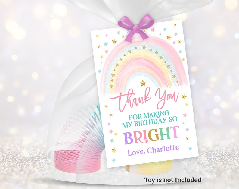Rainbow Birthday Thank You Tag Pastel Rainbow Party Gift Tag - Etsy Canada