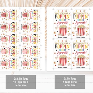 Popcorn Summer Tag End of School Year Gift Tags Teacher Gift Tags ...