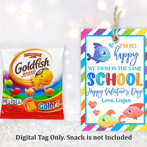 Fish Valentine's Day Printable Tag Swedish Valentine Class - Etsy