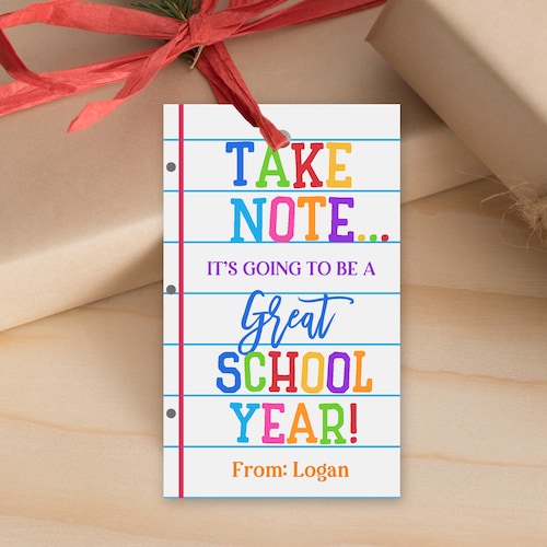 Take Note Teacher Gift Tag First Day of School Gift Tag - Etsy