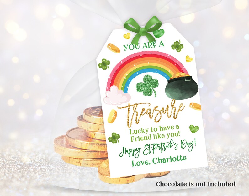 St. Patrick Day Gift Tag Treat Label Treasure Tag Kids Friend - Etsy