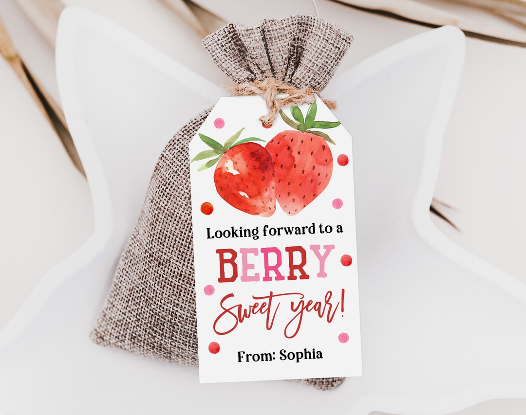 Editable Strawberry Back to School Tag Berry Sweet Year Classroom ...