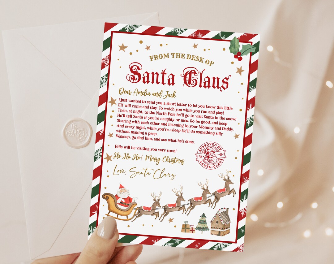 First Time Elf Arrival Letter From Santa Return Letter Christmas Elf I ...