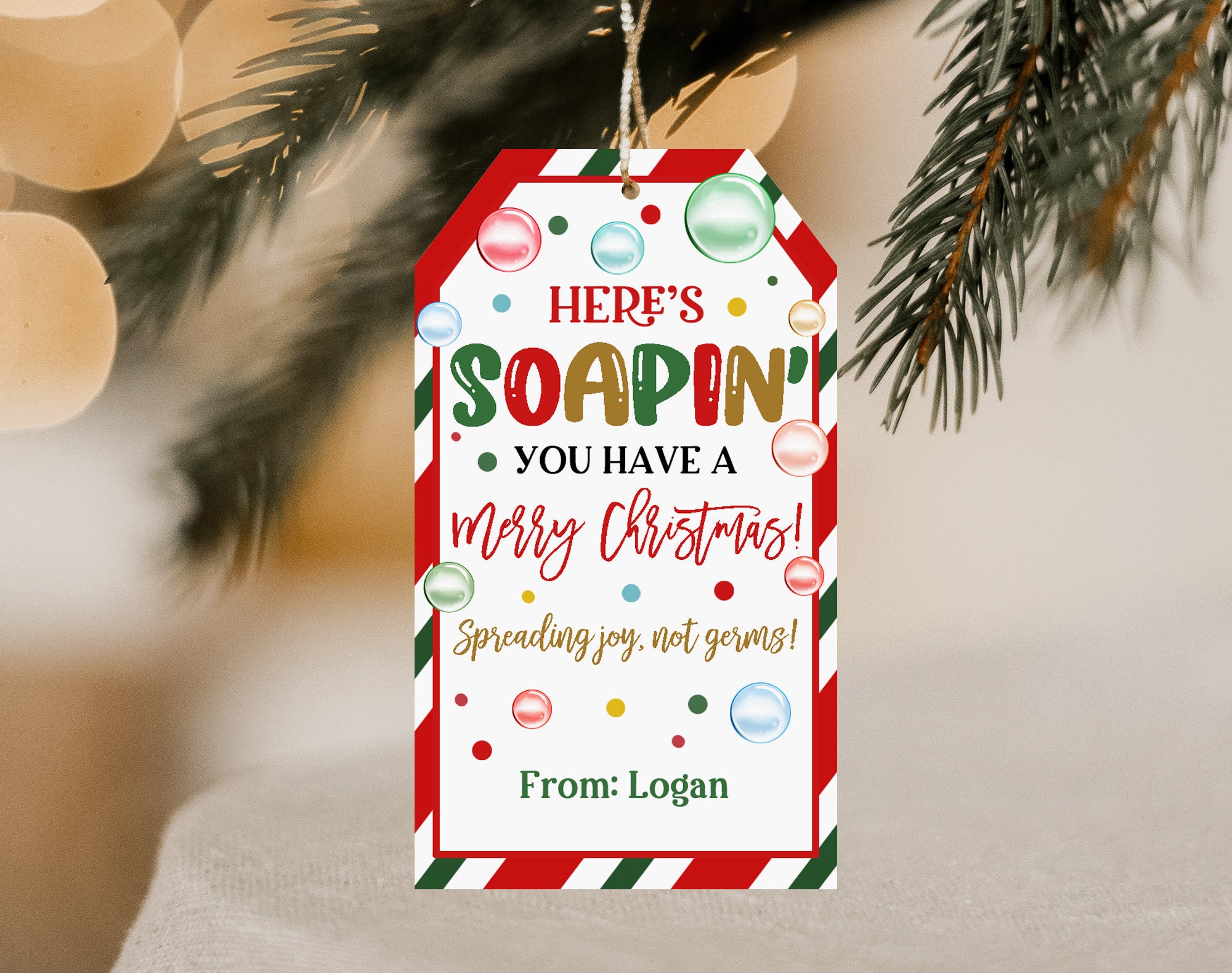 Christmas Hand Soap Gift Tags: Editable Holiday Favor Labels Cht66 - Etsy