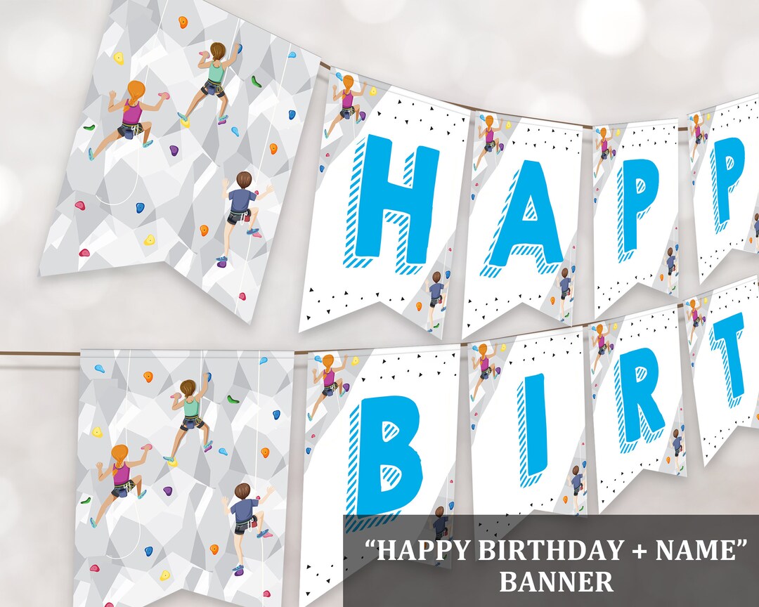 Rock Climbing Birthday Banner: Editable Printable Party Decor Bir334 - Etsy