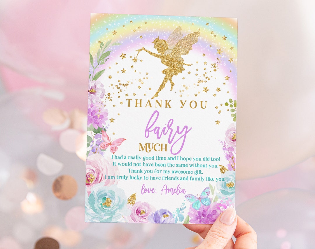 Enchanted Fairy Birthday Thank You Card: Floral Magical Design Bir274 ...