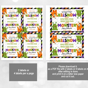 Halloween Printable Make Your Own Monster Bag Topper Monster Favor ...